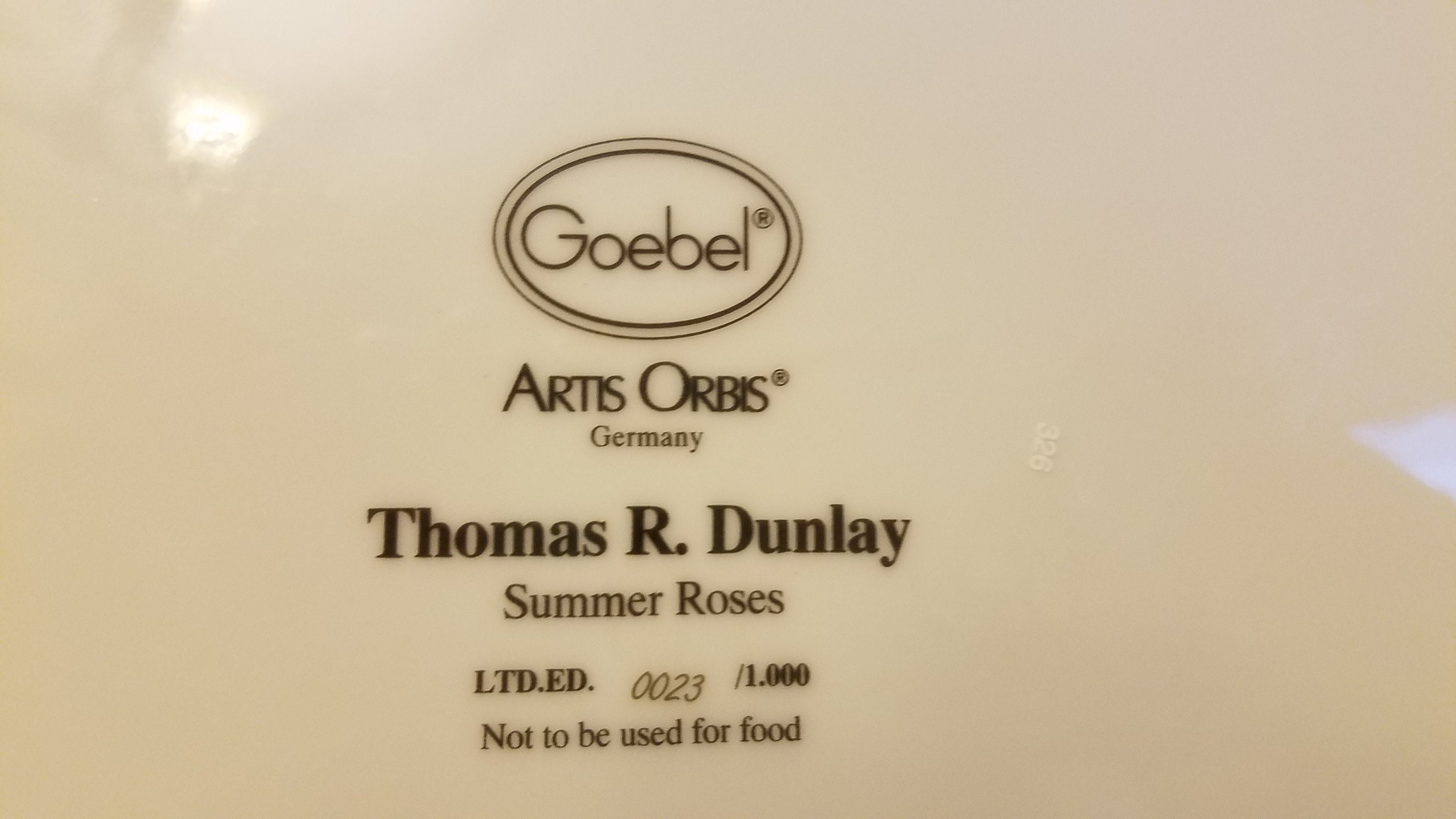 Goebel Collector's Plate summer Roses Limited Edition 23out of 1000 ...