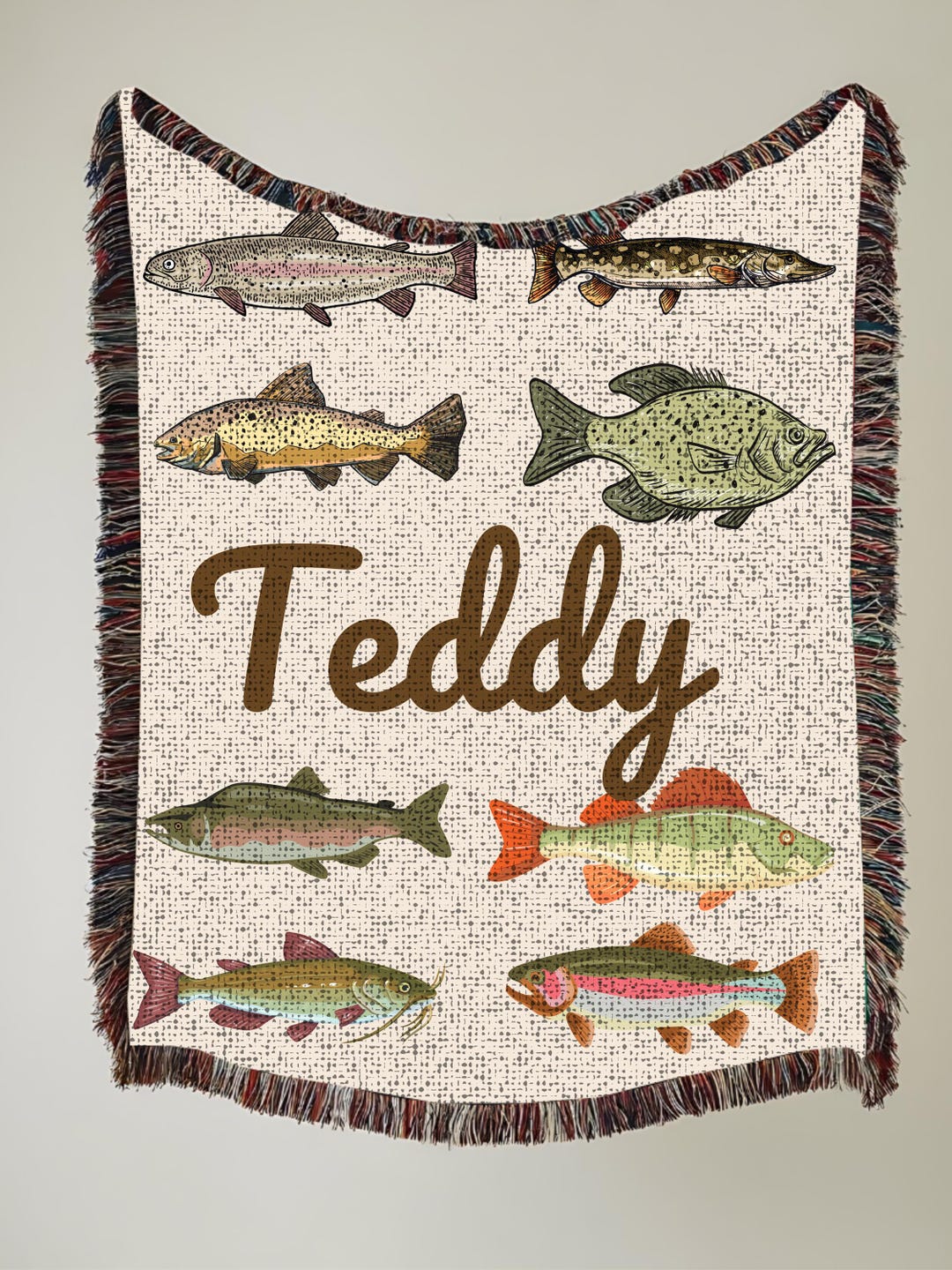 Personalized Custom Cotton Woven Throw Blanket Wall Tapestry Fishing ...