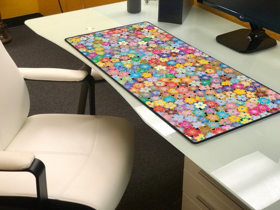 Desk Mat Floral Rainbow Extra Large Desk Mat Large Gaming - Etsy