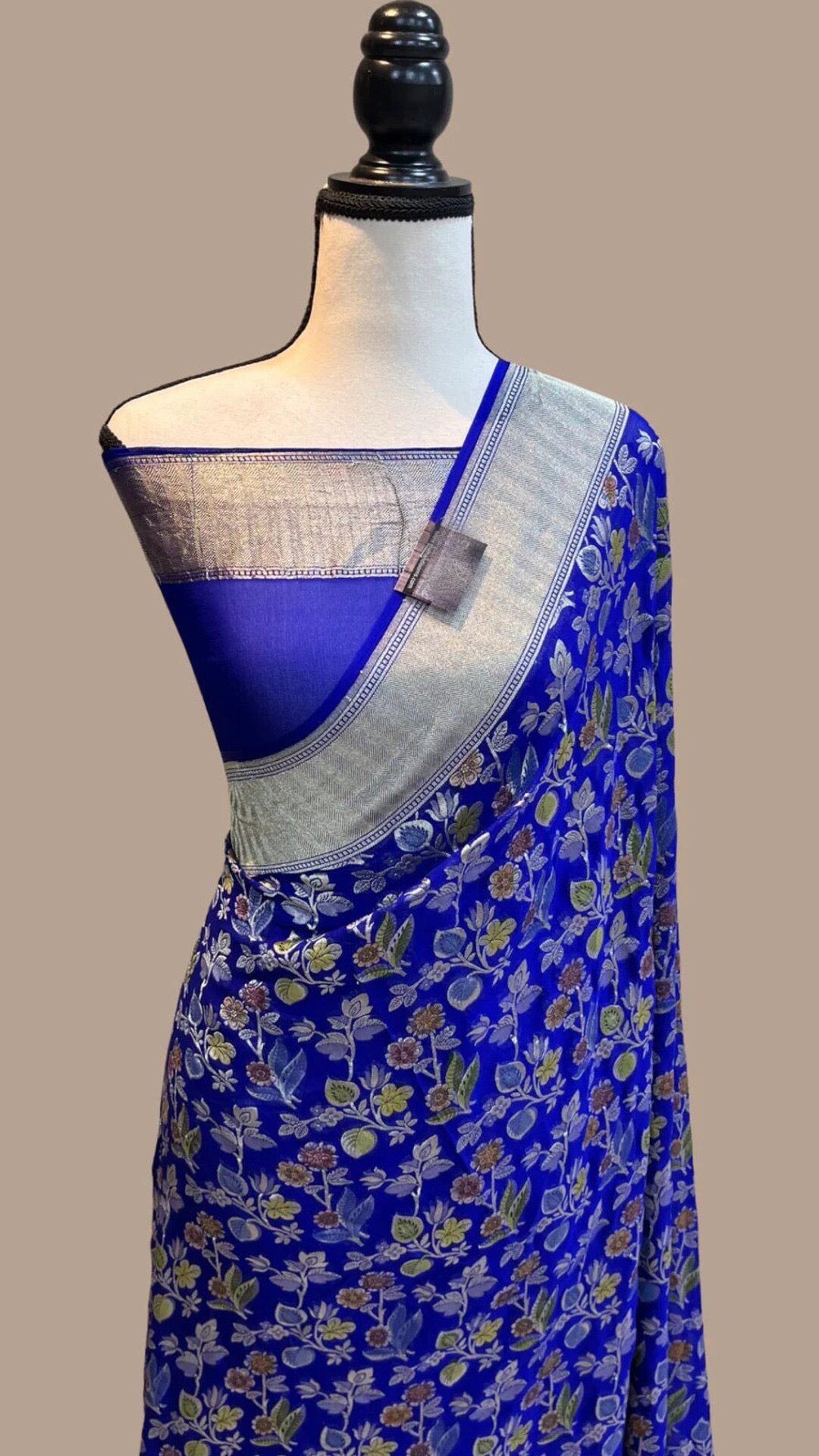 Mavisha Blue Gorgette Handloom Saree - Etsy