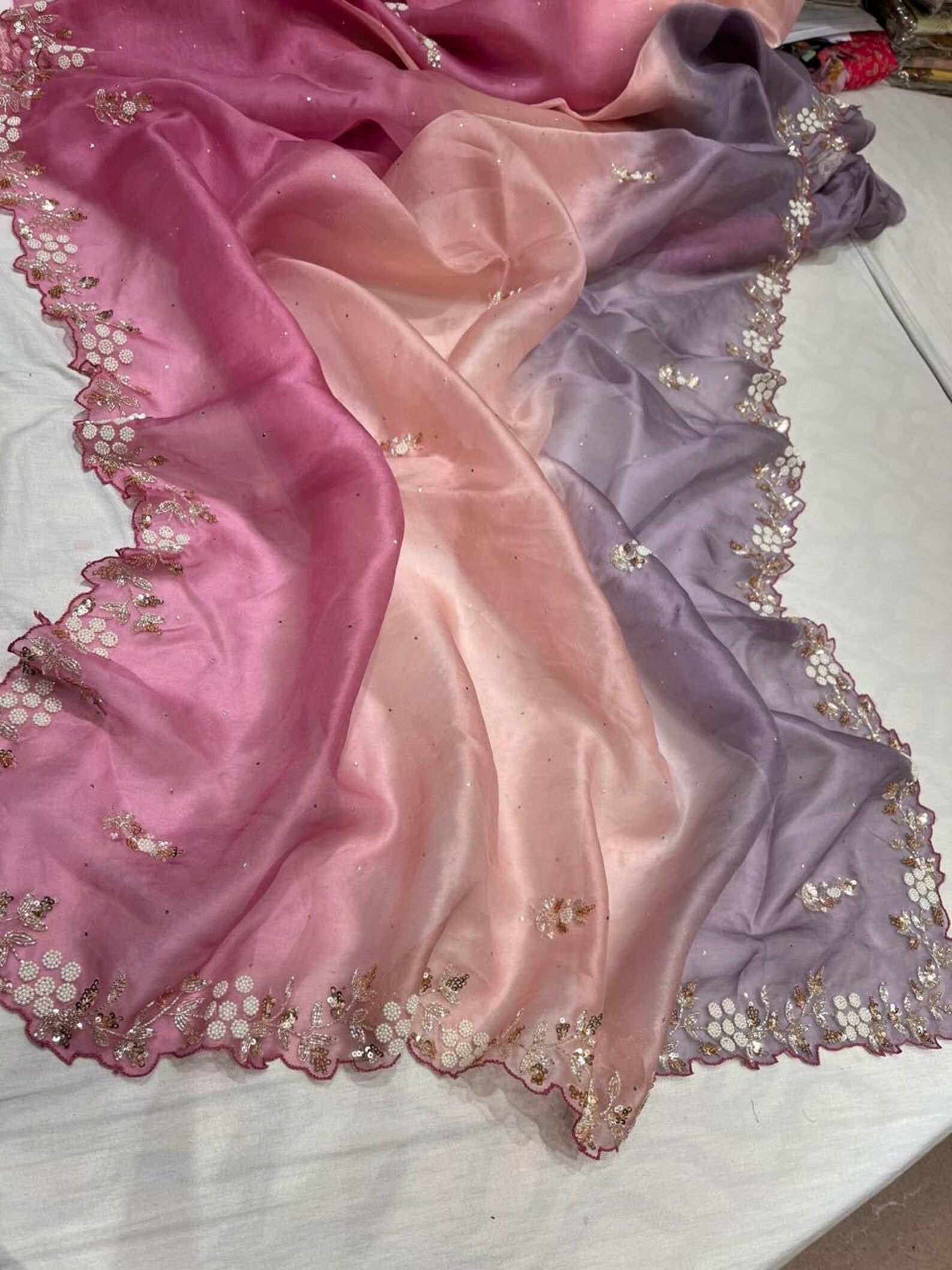 Organza Mukesh Inspired Saree Partywear Sari - Etsy