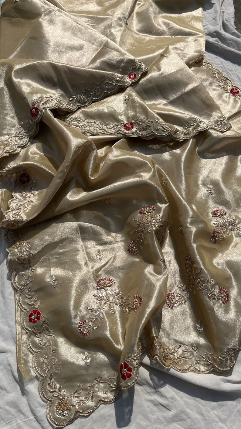 Rinjani Tissue Silk Zardosi Saree - Etsy