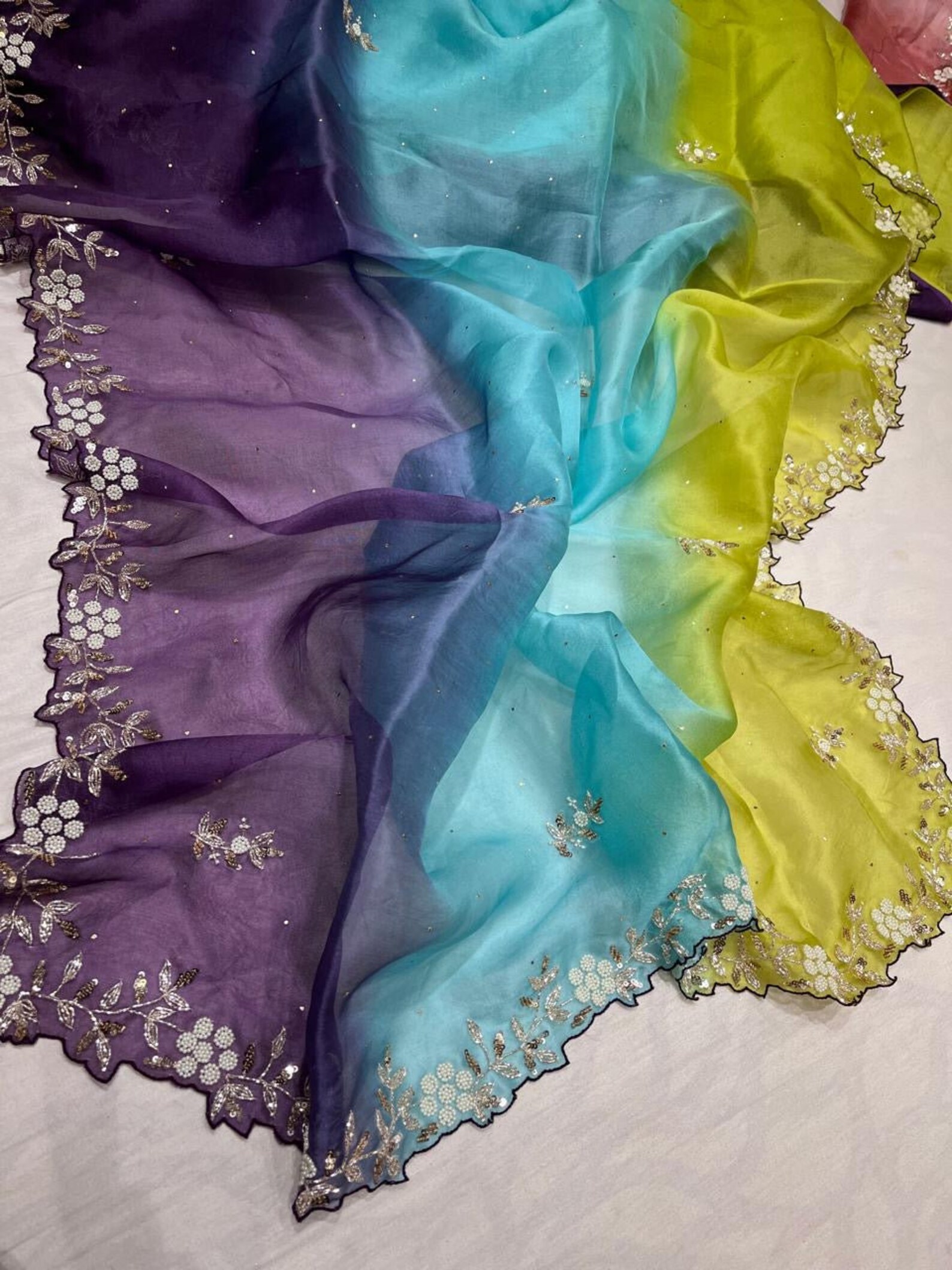 Organza Mukesh Inspired Saree Partywear Sari - Etsy