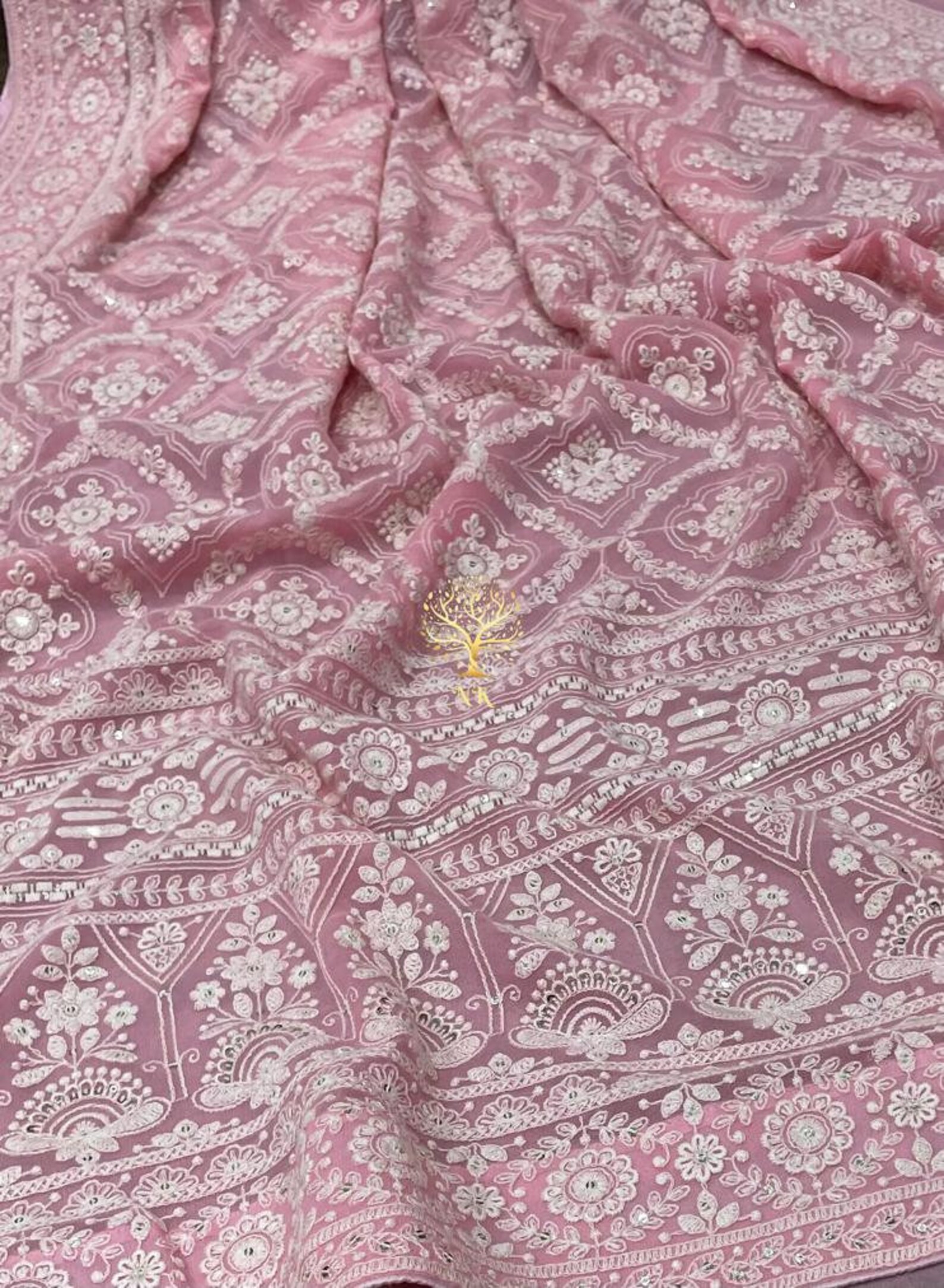 Pink Beautiful Chikankari Saree - Etsy