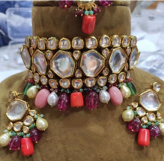 Celebrity inspired navratan choker set
