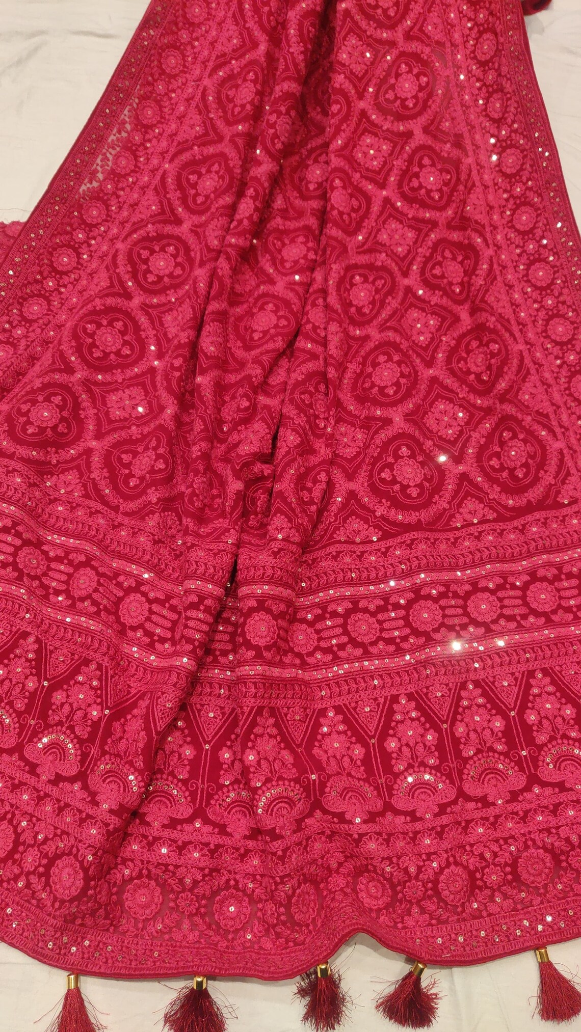 Lailza Chikankari Gorgette Saree Indian Saree - Etsy