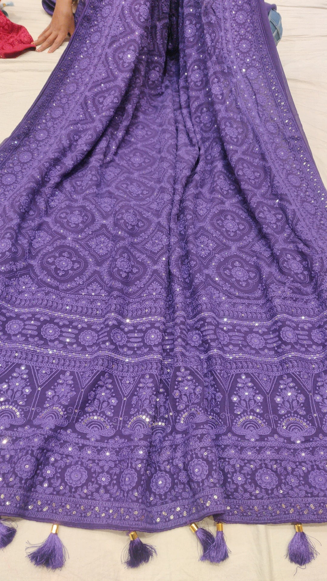 Lailza Chikankari Gorgette Saree Indian Saree - Etsy