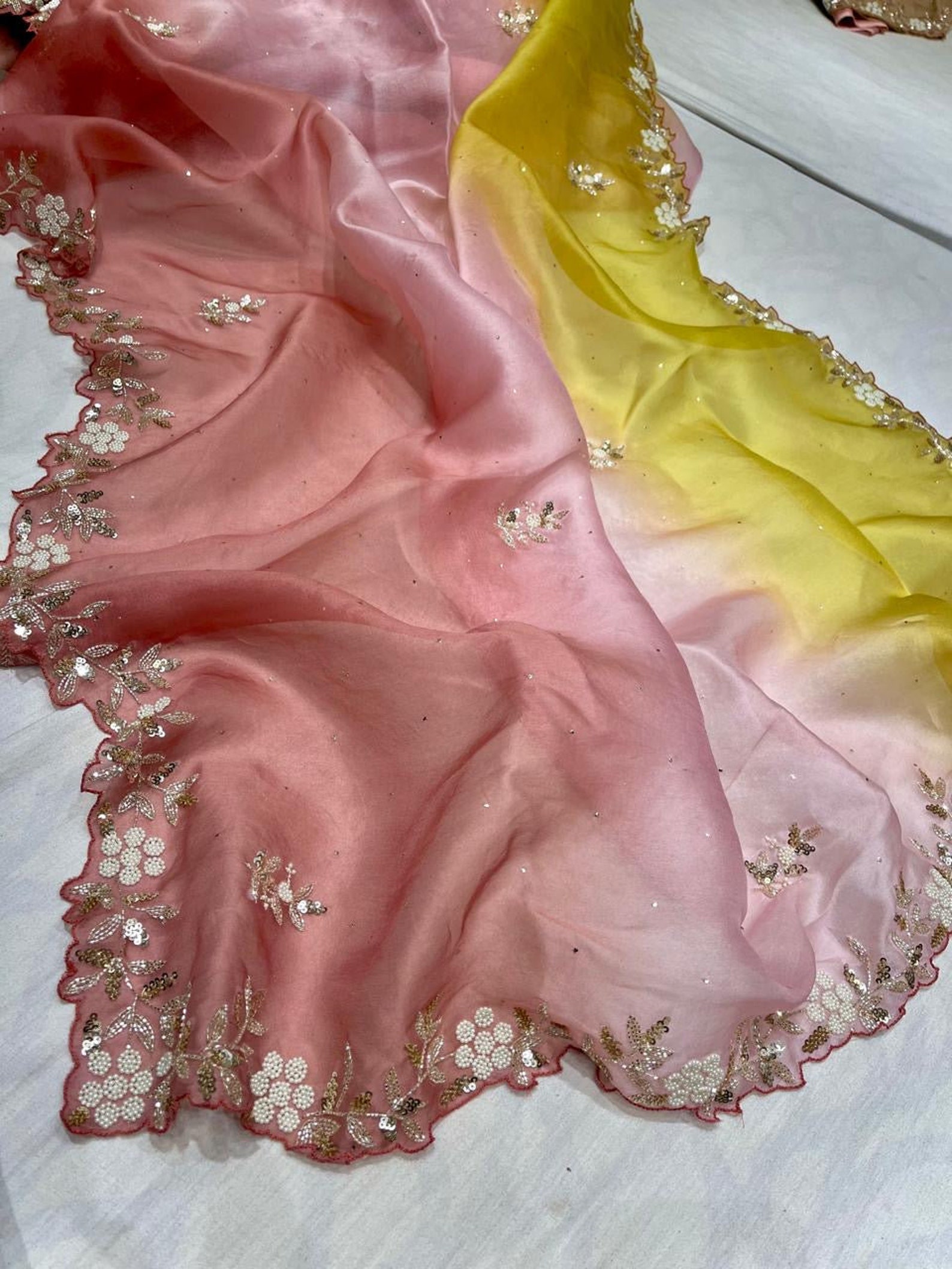 Organza Mukesh Inspired Saree Partywear Sari - Etsy