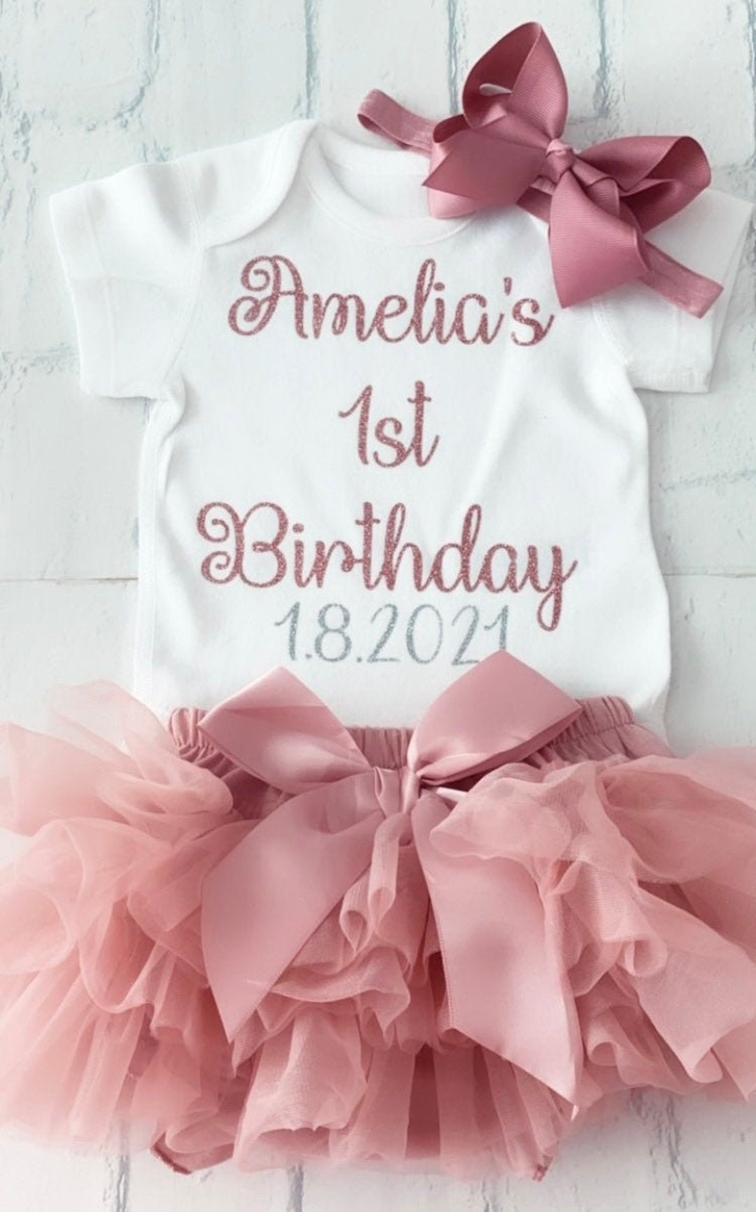 Personalised Girls Frilly Tutu Knicker Cake Smash 1st First Birthday ...