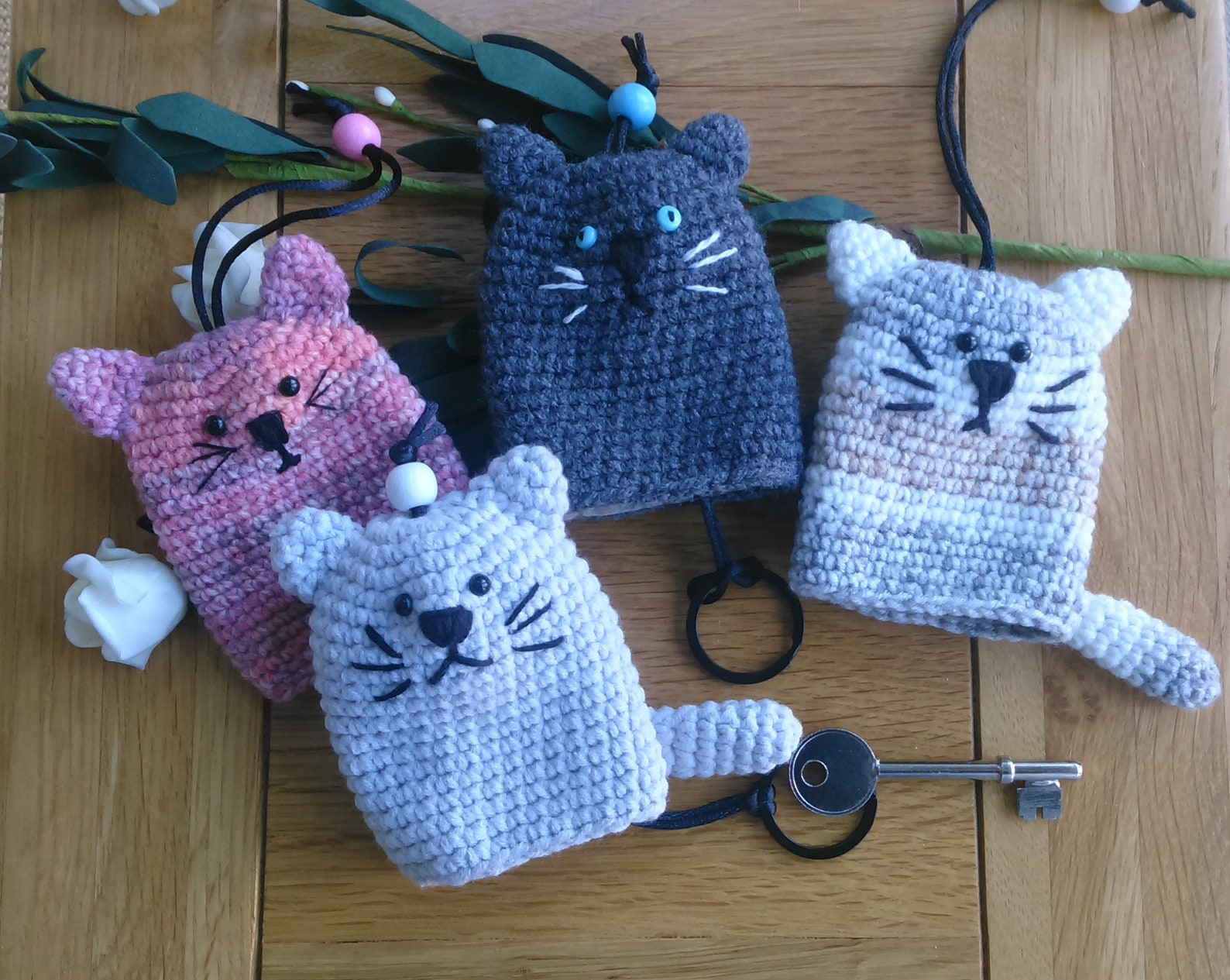 Key Case, Crochet Key Case, Cat Key Cover, Cat Key Pouch, Cat Key ...