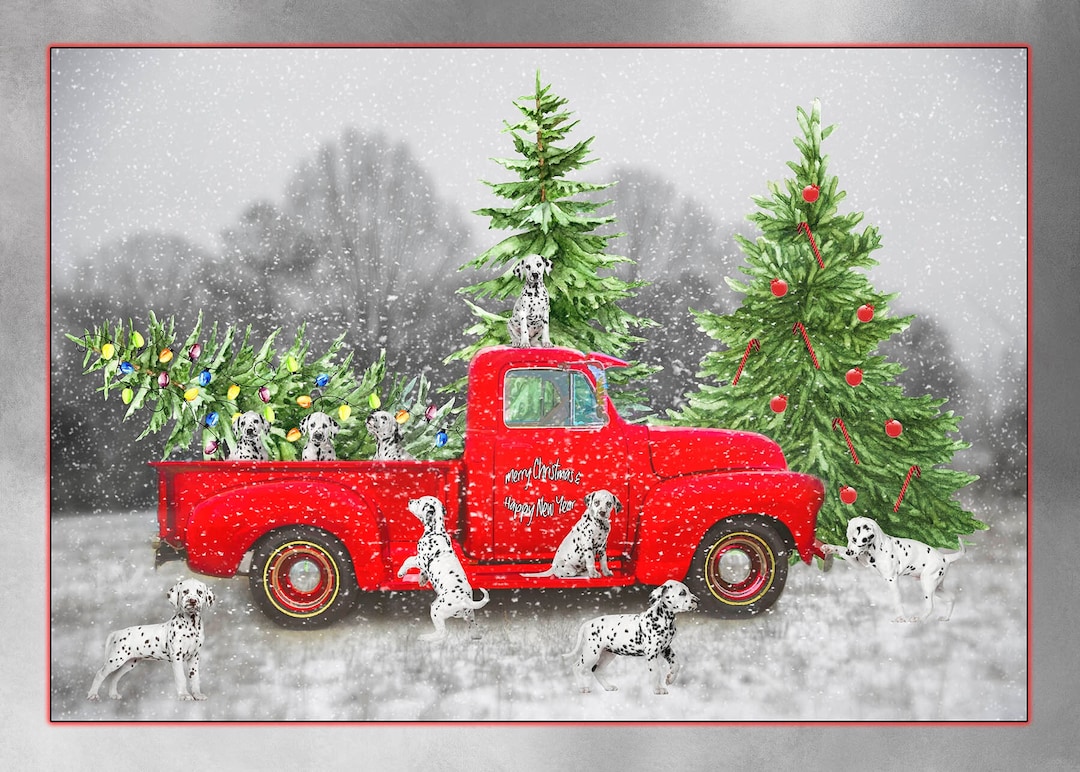 Red Truck/dalmatian Fabric Panel - HOL-002 - Size 28" X 20", Quality ...
