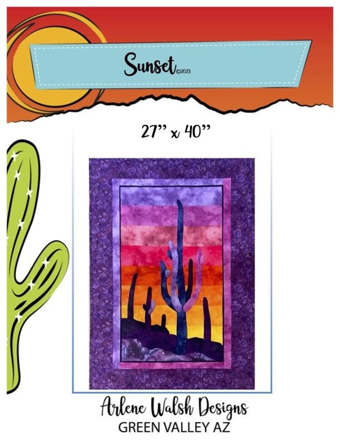 Sunset Fabric Kit and Quilt Pattern From Arlene Walsh Designs ...