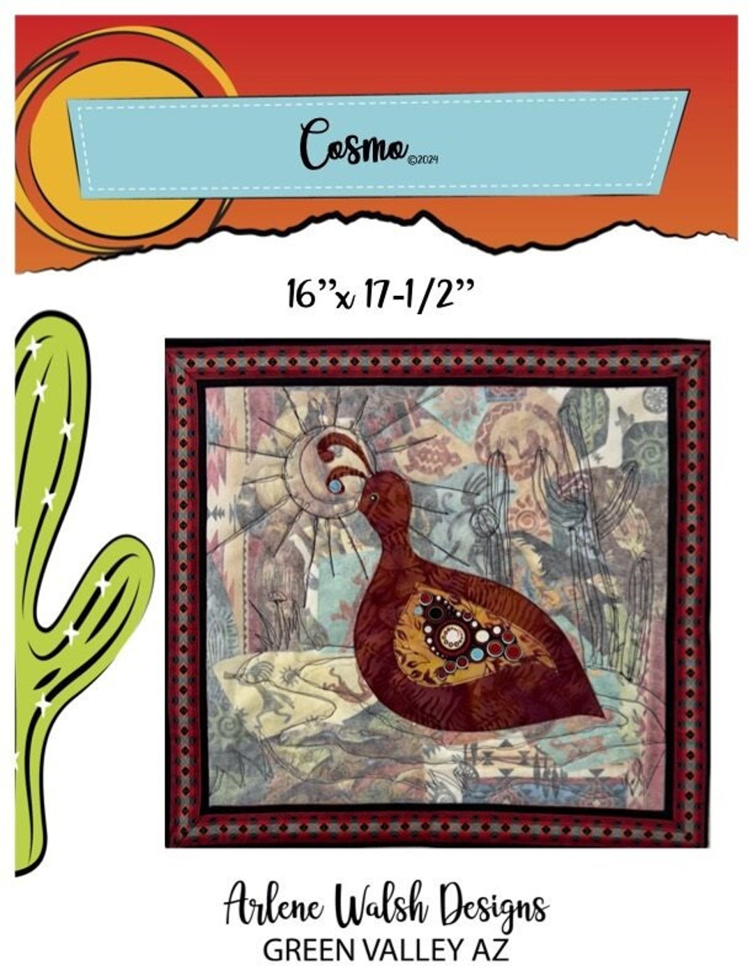 Cosmo Quail Quilt Pattern - an Arlene Walsh Design, Southwest Pattern, Fused Applique - Etsy
