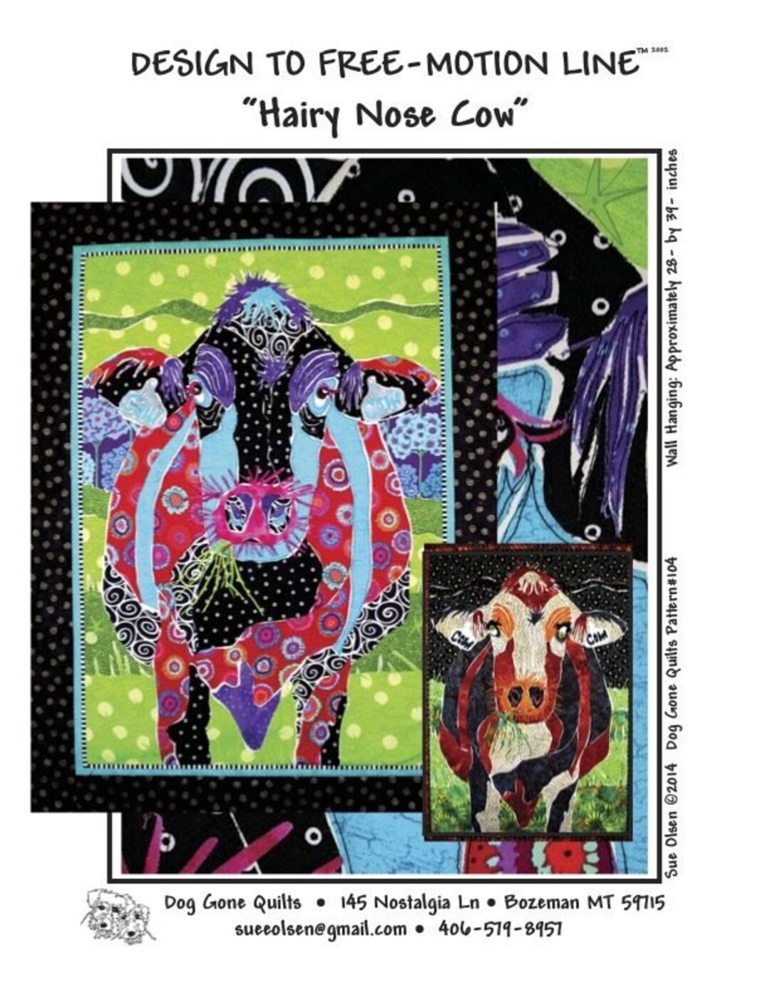 Hairy Nose Cow Quilt Pattern, Approximately Size 28” X 39”, Design to ...