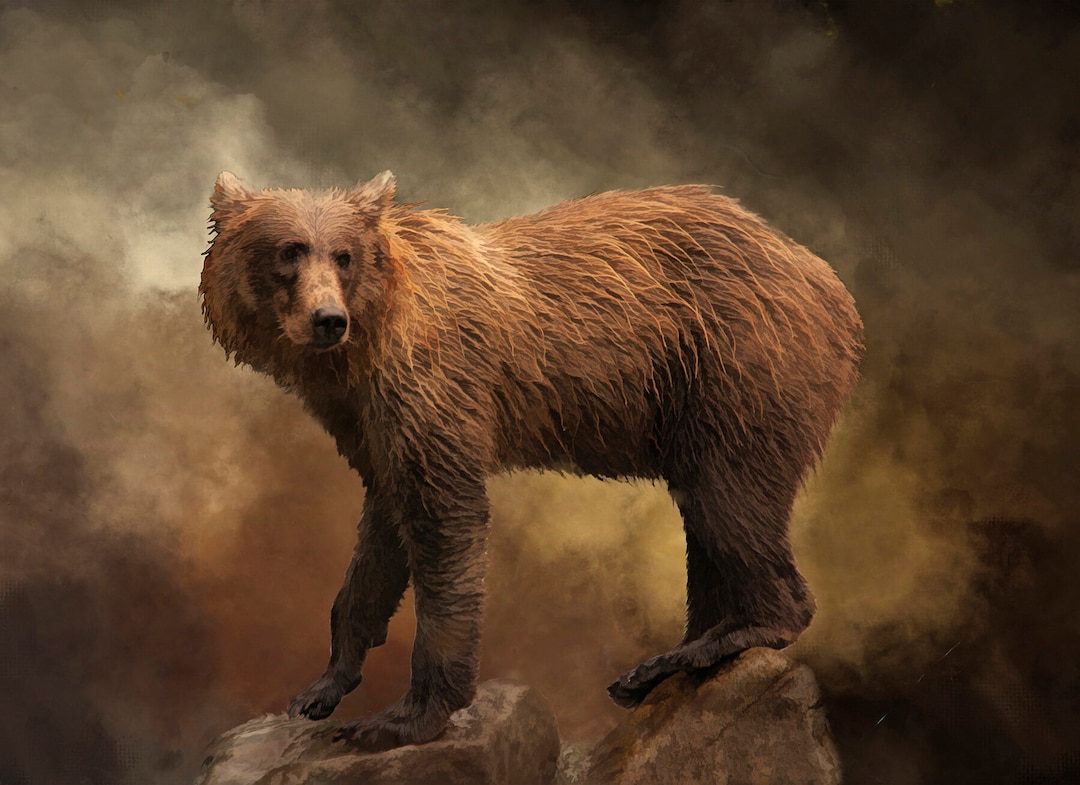 Grizzly on the Rocks Fabric Quilt Panel - ANW-041, Panel Size is 22” X ...