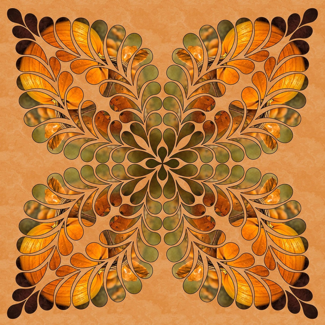 Pumpkin Kaleidoscope Fabric Panel MAK-012 - Panel Size is 35” X 35 ...