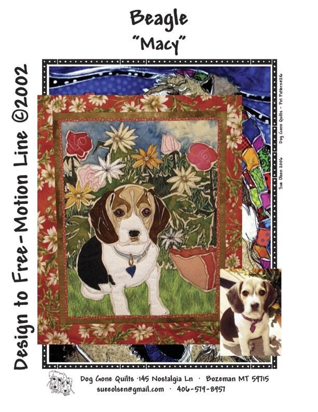 Beagle "macy" Quilt Pattern - Approximately Size 18” X 22”, Design to ...