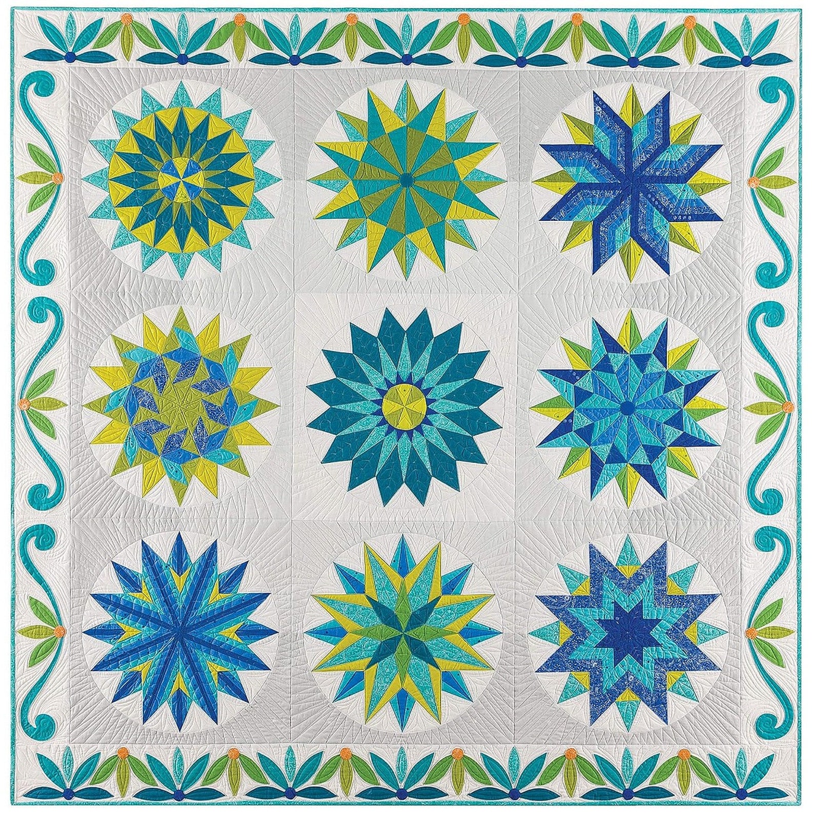 Sizzle Quilt Book, Sew 9 Paper Pieced Stars & Appliqué Striking Borders ...