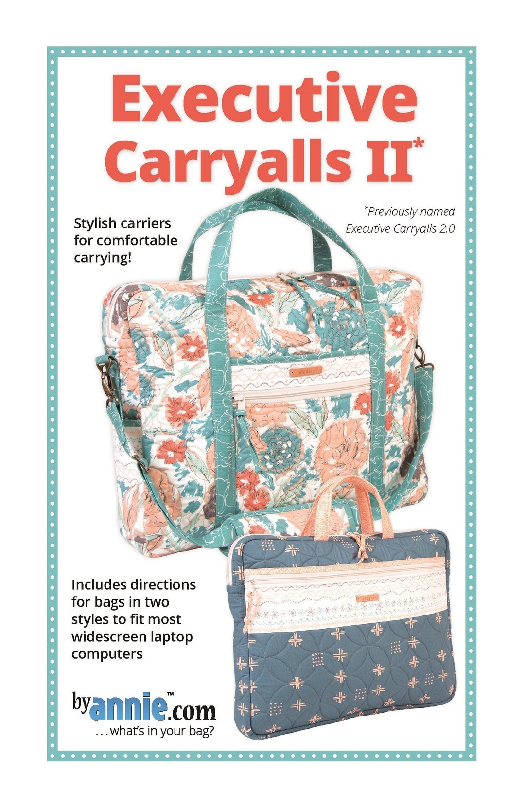 Byannie Patterns, Executive Carryalls II Pattern, Laptop Computer Bag ...