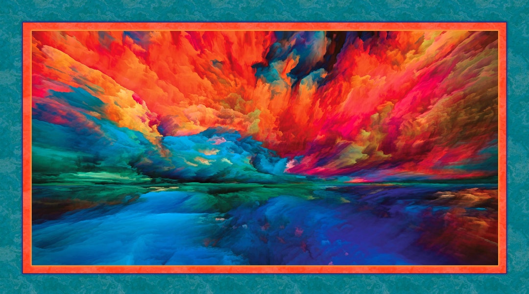 Small Cloudburst Quilt Panel, Panel Size is 14” X 9.75” MISC-036, Quality Cotton Quilting Fabric ...