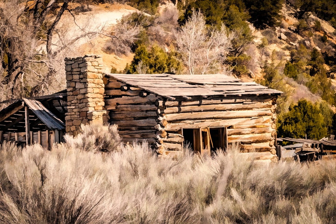 Old West Cabin Fabric Panel - FAR-016, Size 24" X 16", Quality Quilting ...