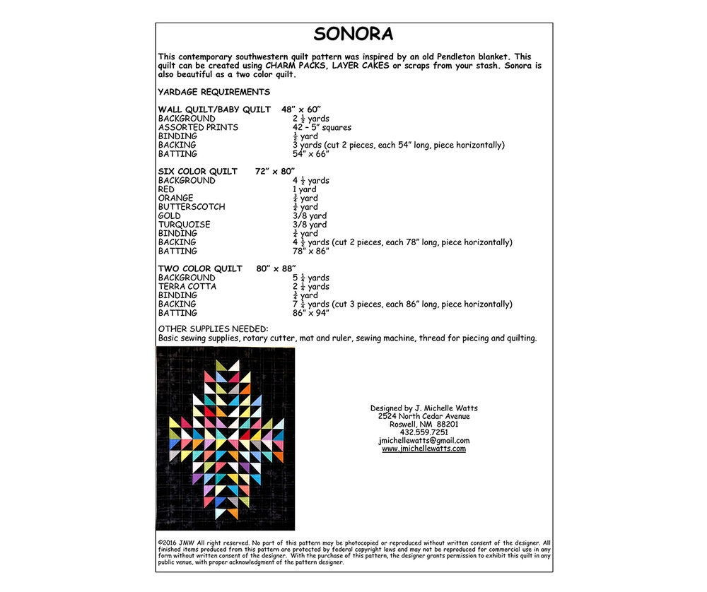 Sonora Pattern Designed by J. Michelle Watts - Southwest Design - Etsy