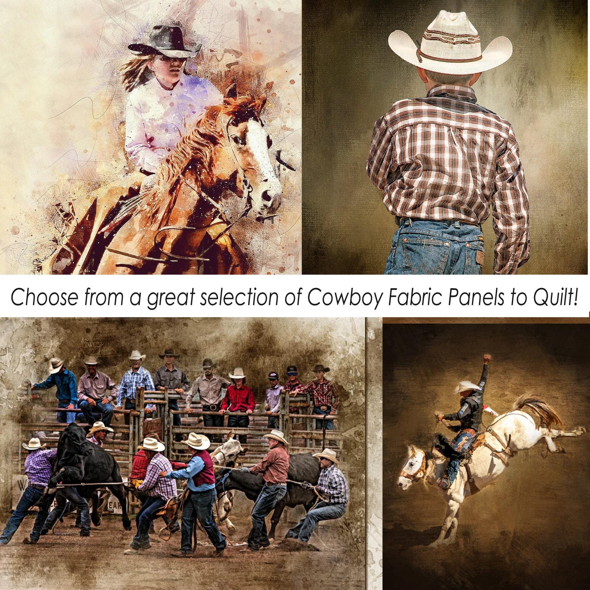 Double Exposure Cowboy Fabric Panel, Quilt Panel, Quality Quilting ...