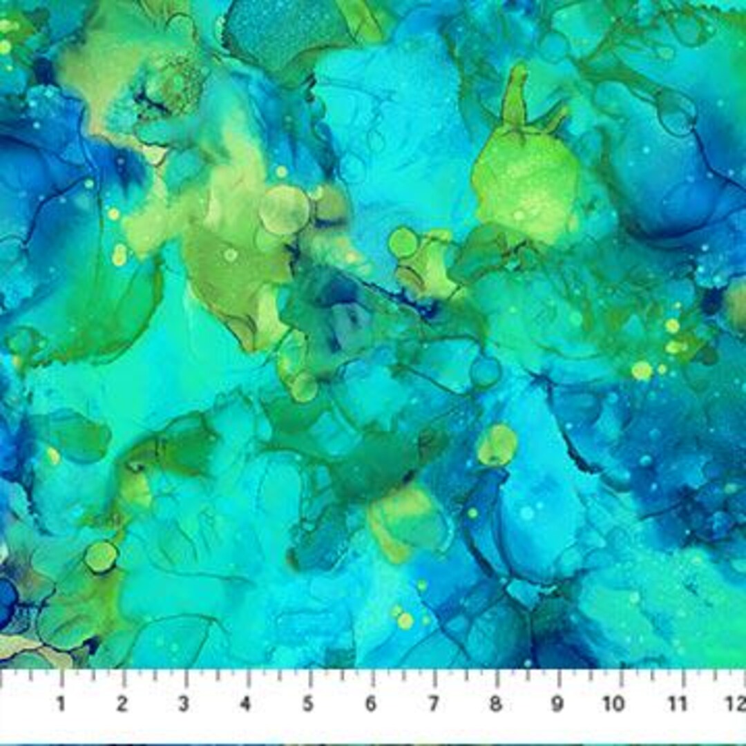 Quilting Cotton, DP27234-68 - Fluidity Peacock, Half Yard or by the ...