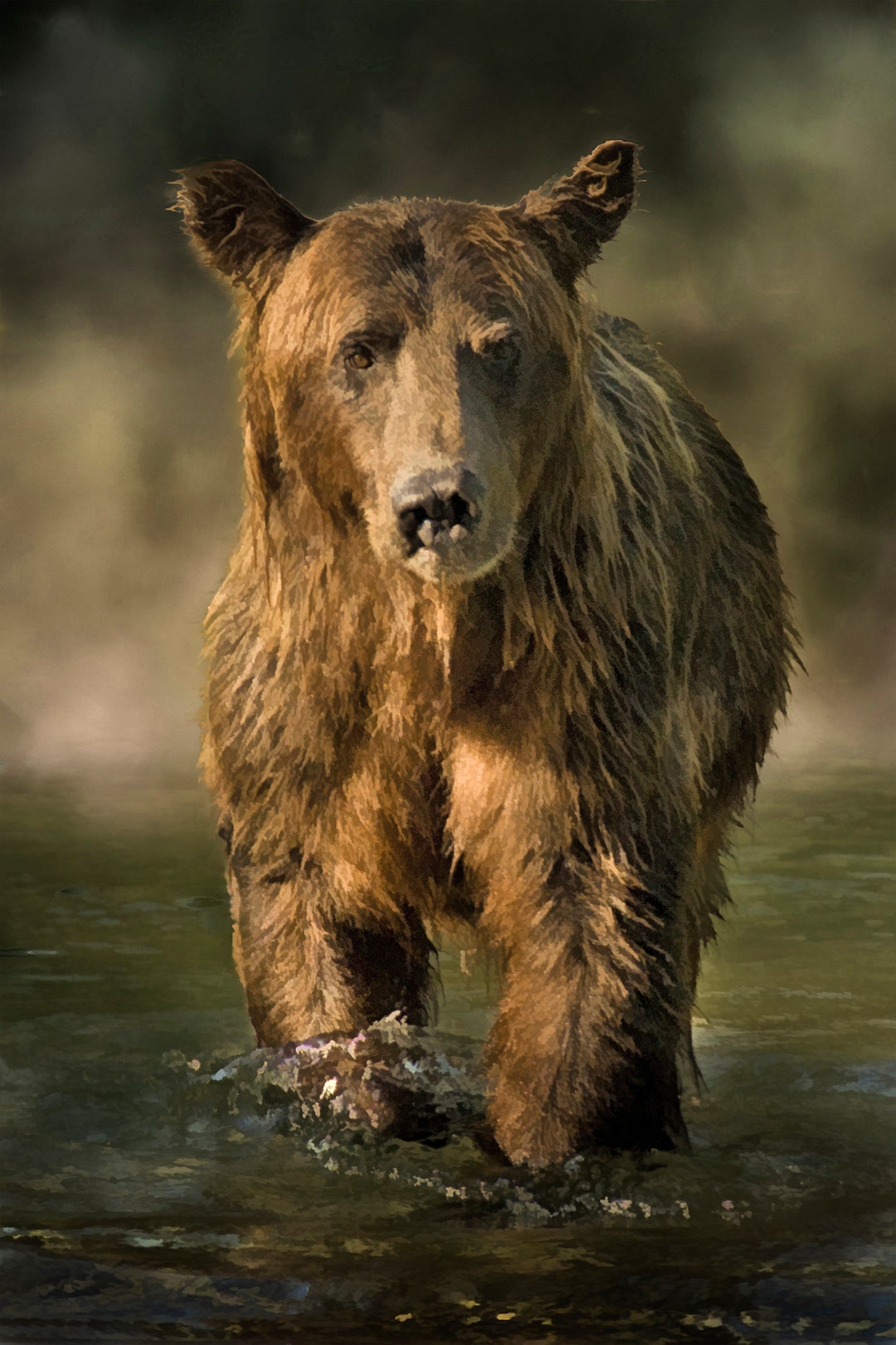 Vertical Grizzly Bear Fabric Panel - ANW-040, Panel Size is 15.75” X 25 ...