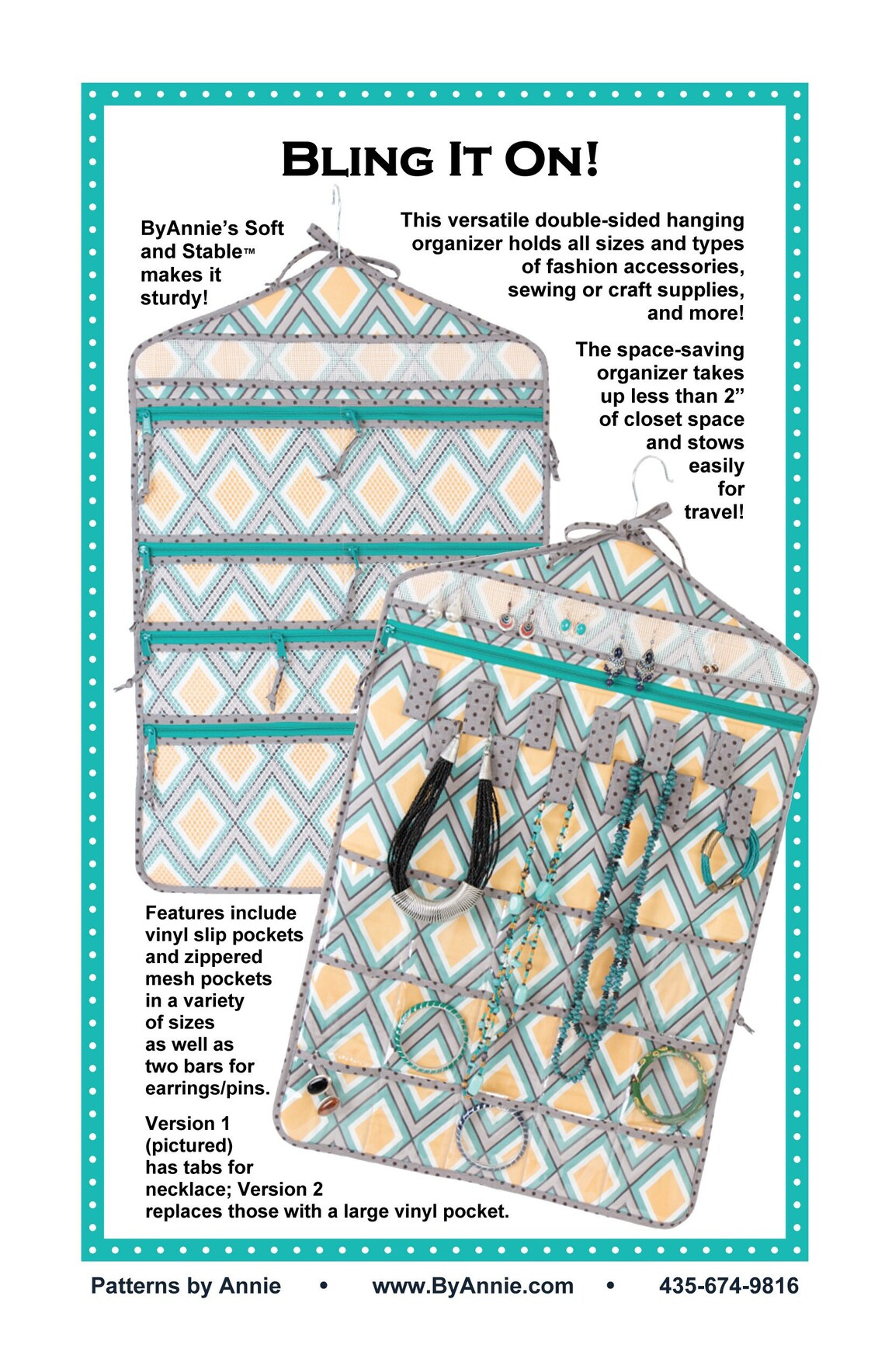 Byannie Patterns, Bling It On! Pattern, Hanging Organizer Pattern for ...