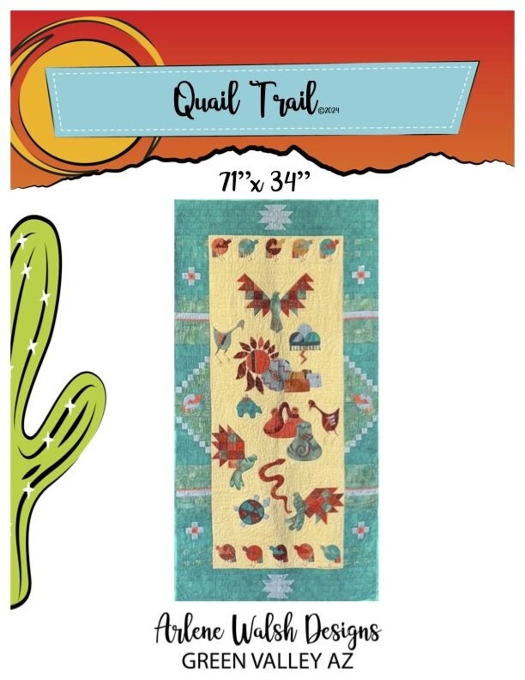 Quail Trail Quilt Pattern - an Arlene Walsh Design, Southwest Pattern, Fused Applique - Etsy