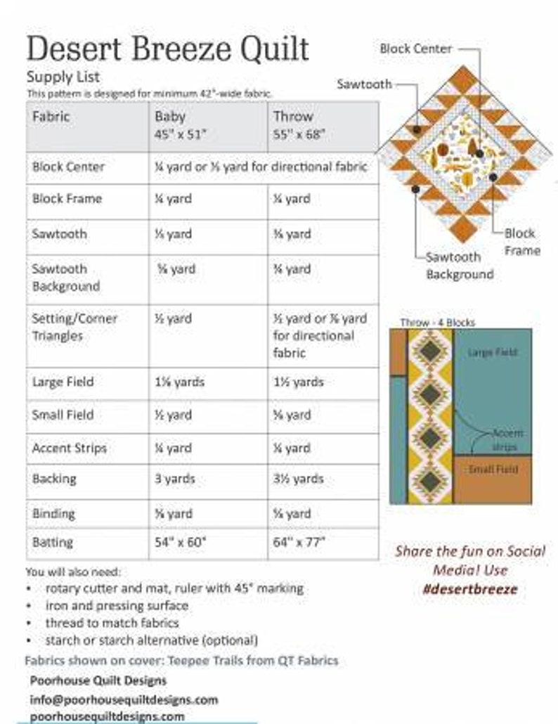 Desert Breeze Quilt Pattern From Poorhouse Quilt Designs by Poor ...