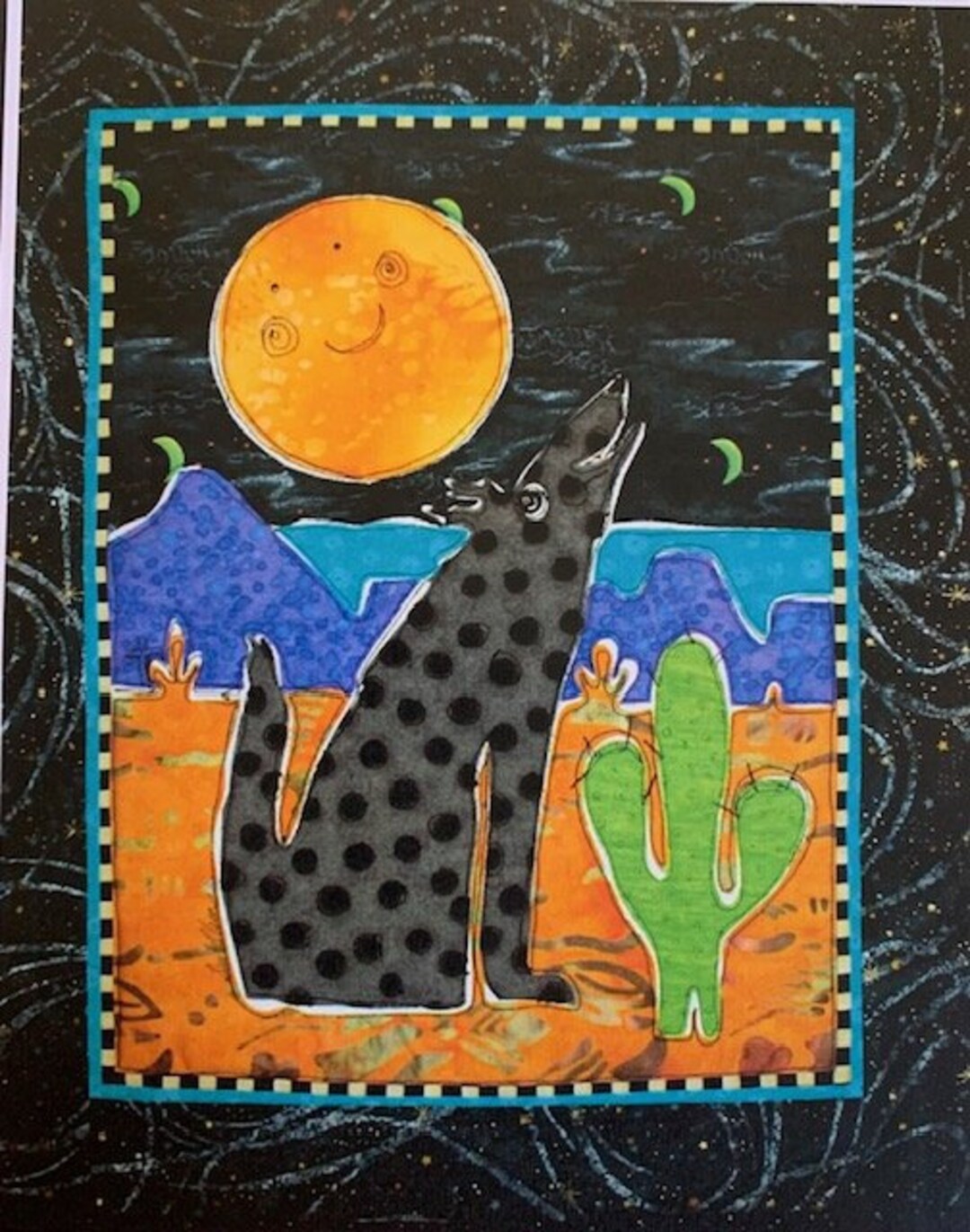 Singing Coyote Quilt Pattern Design to Free-motion Line From Dog Gone ...