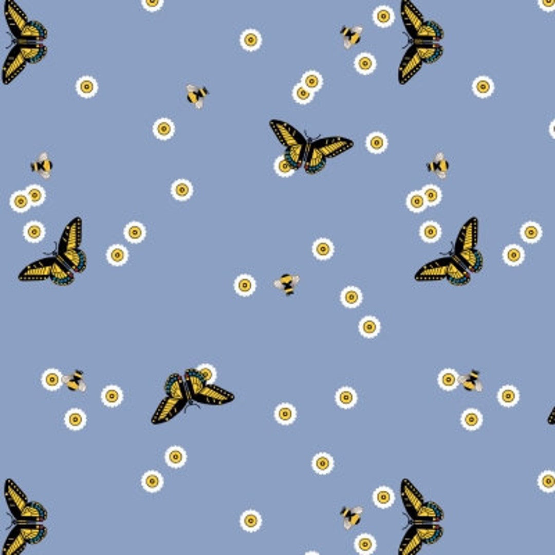 Birch Organic Fabric Charley Harper the Desert, Desert Flight - Blue ...