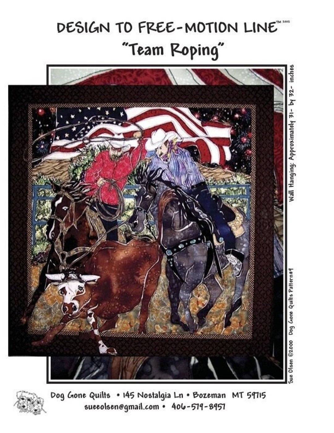 Team Roping Quilt Pattern, Approximately Size 31” X 32”, Design to Free ...