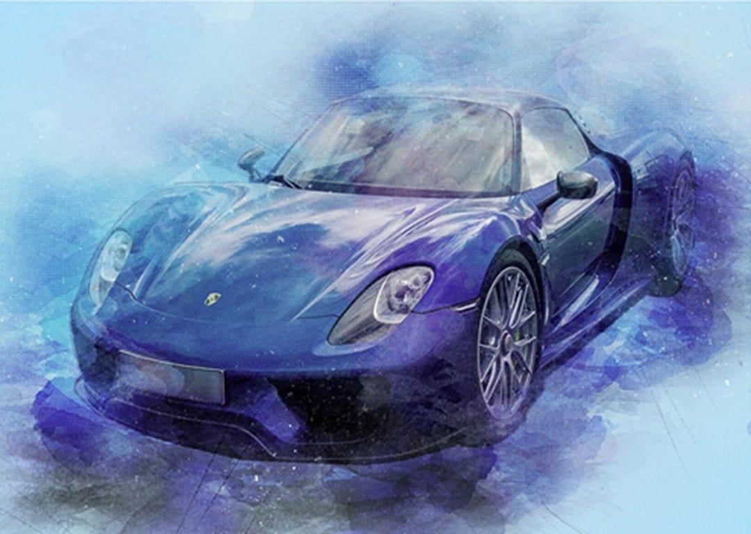 Abstract Blue Porsche Fabric Panel - TVC-027, Panel Size is 16.5” X 12 ...