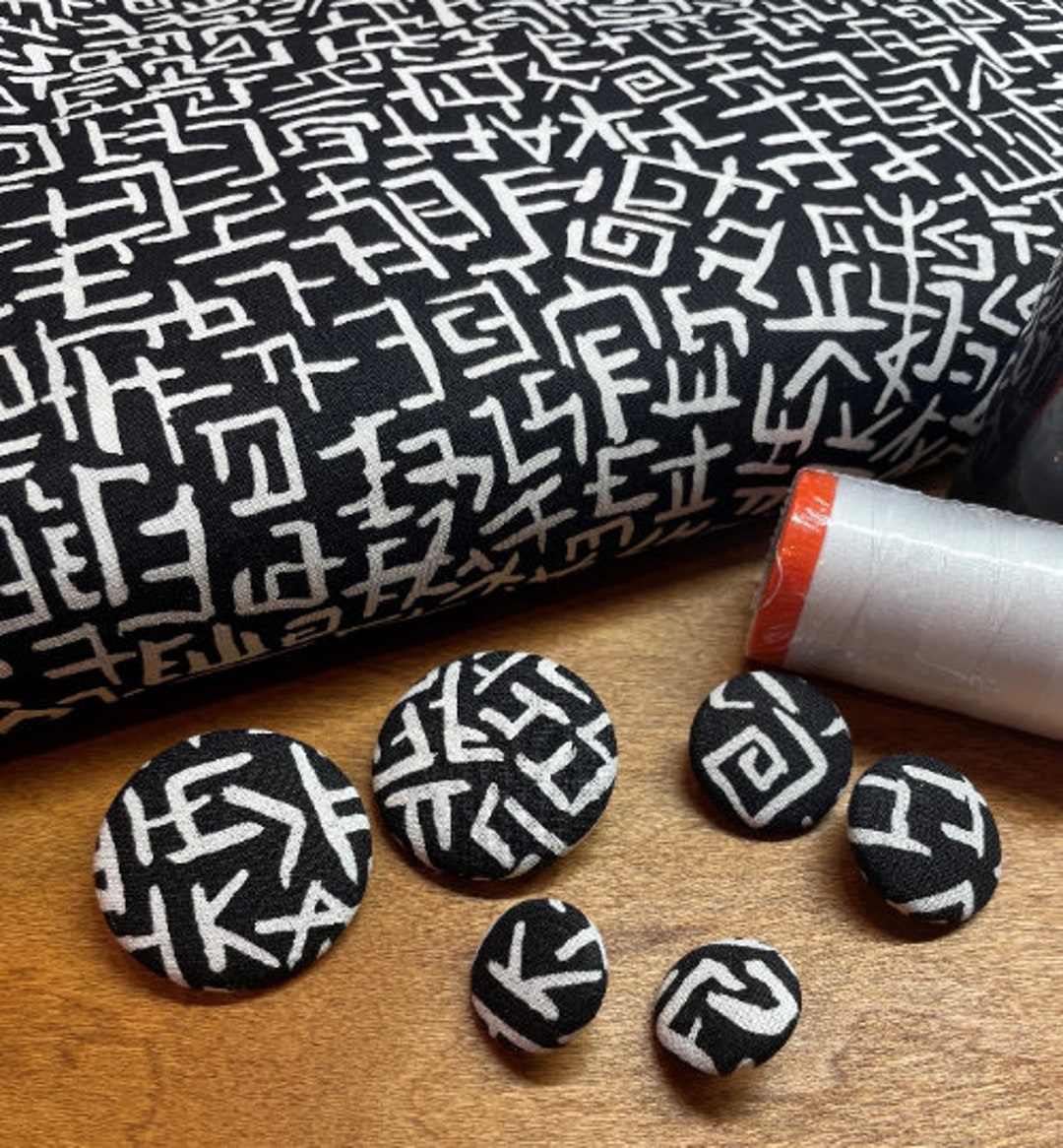 Fabric Buttons, Custom Buttons Using Kaffe Fassett Fabric, Amaze Black ...