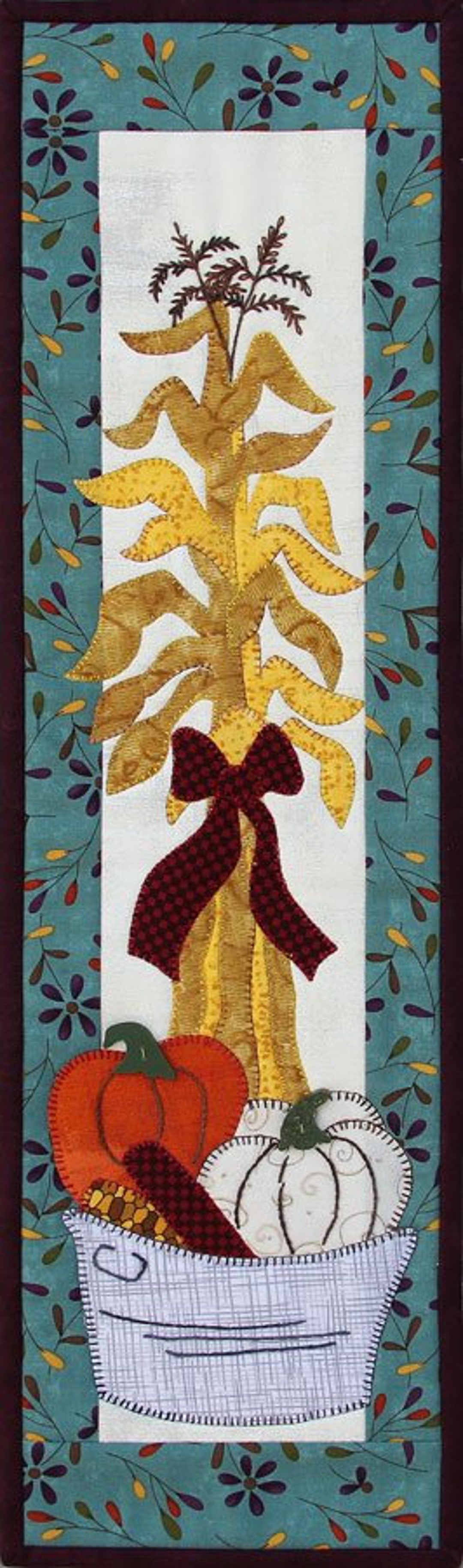 Front Door Decor Quilting Pattern and Buttons - 6-inch Pumpkin Hanger ...