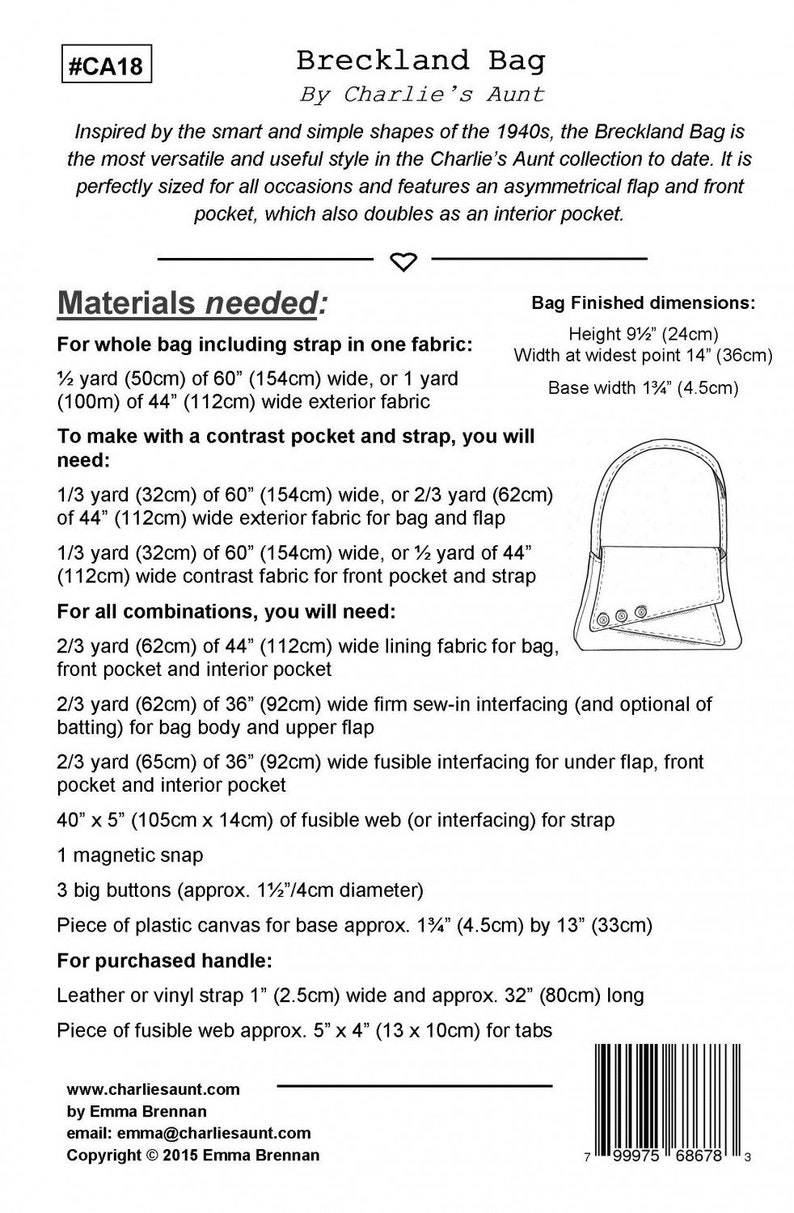 Breckland Bag Pattern, in Bags, Purses, Totes & Electronic Covers - Etsy