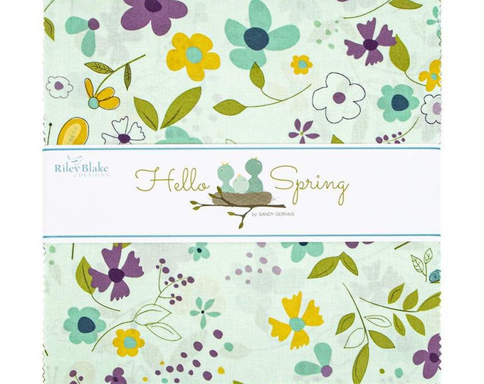 Riley Blake Fabric, Hello Spring, 10" Stack 42 Pcs of Fabric With 20 ...