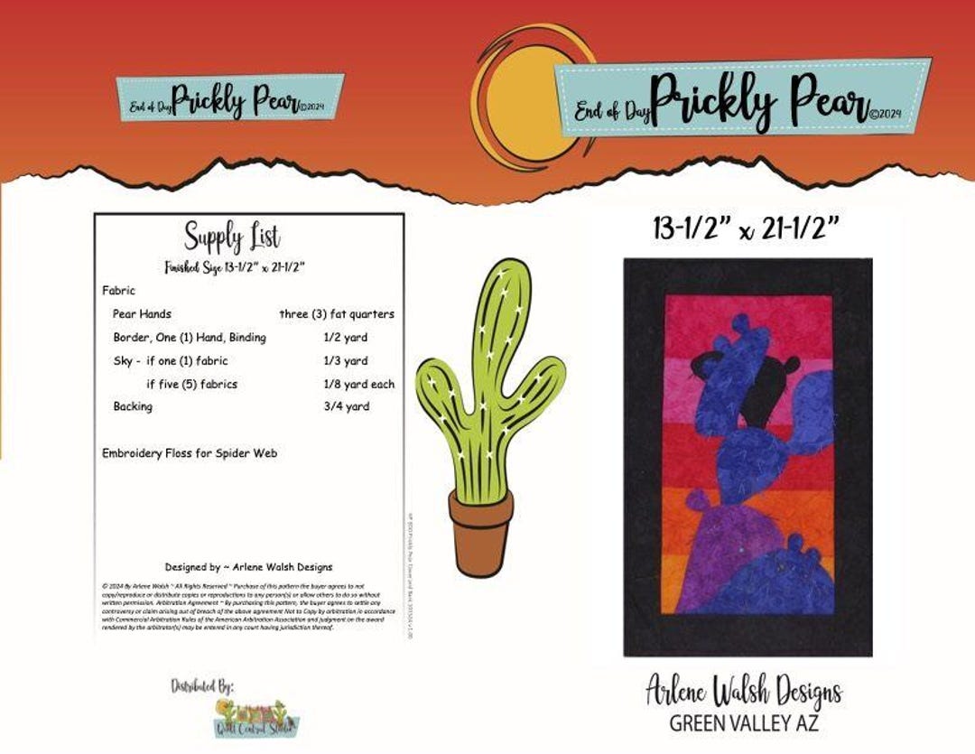 End of Day Prickly Pear Quilt Pattern - an Arlene Walsh Design ...