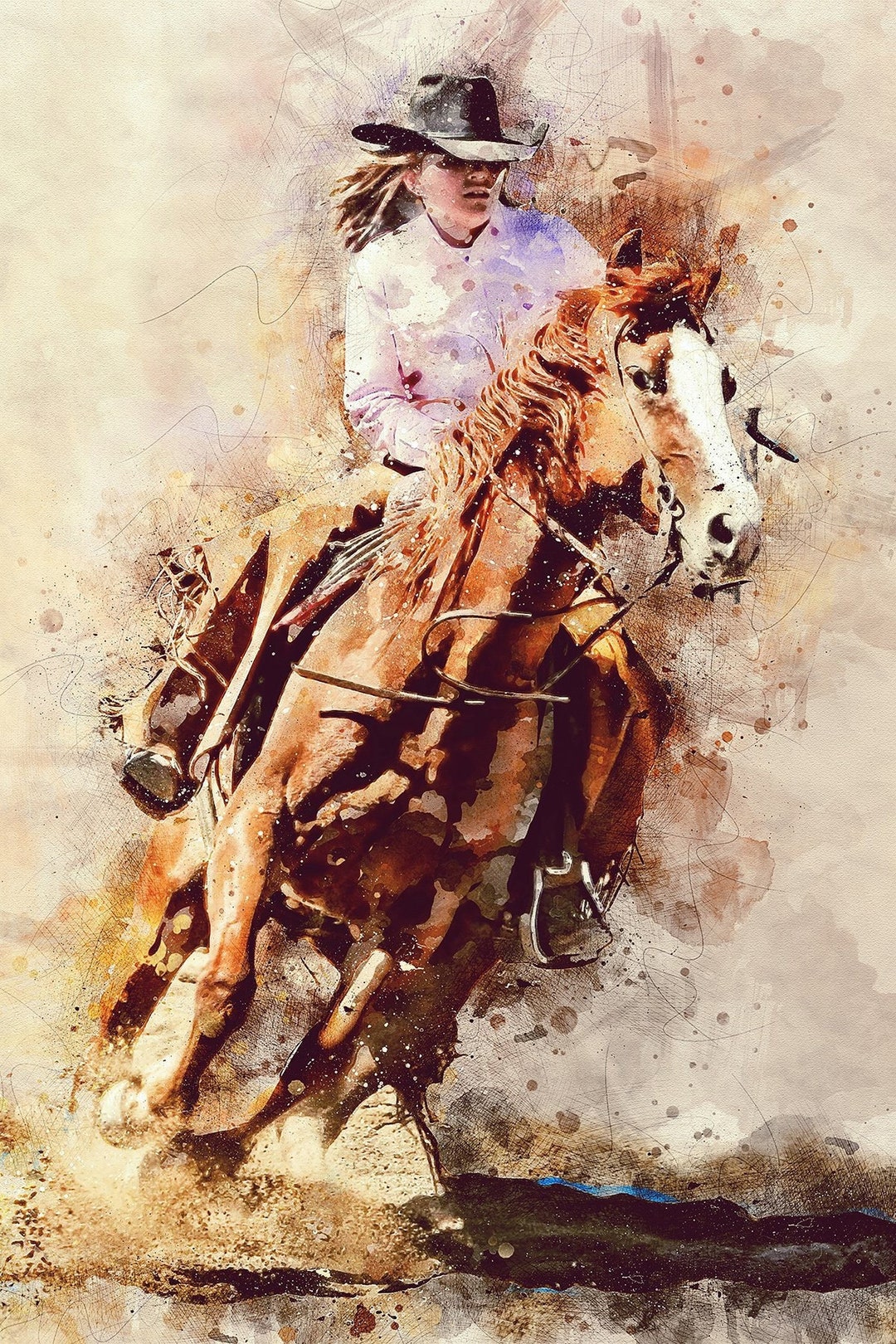 The Barrel Racer Fabric Panel, Quilt Panel, Quality Quilting Cotton ...