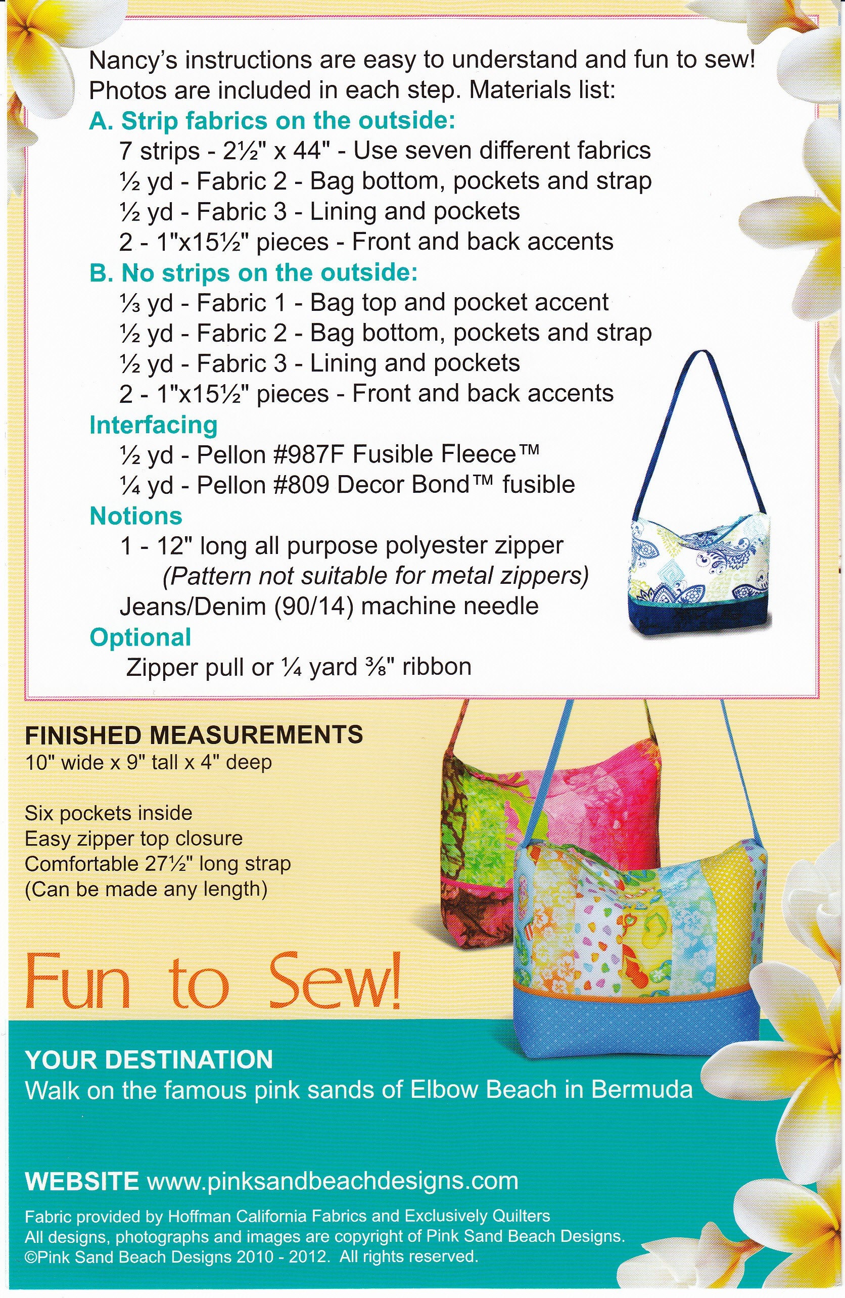 Bermuda Bag - Pattern # PSB114 1 From Pink Sand Beach Designs by Green ...
