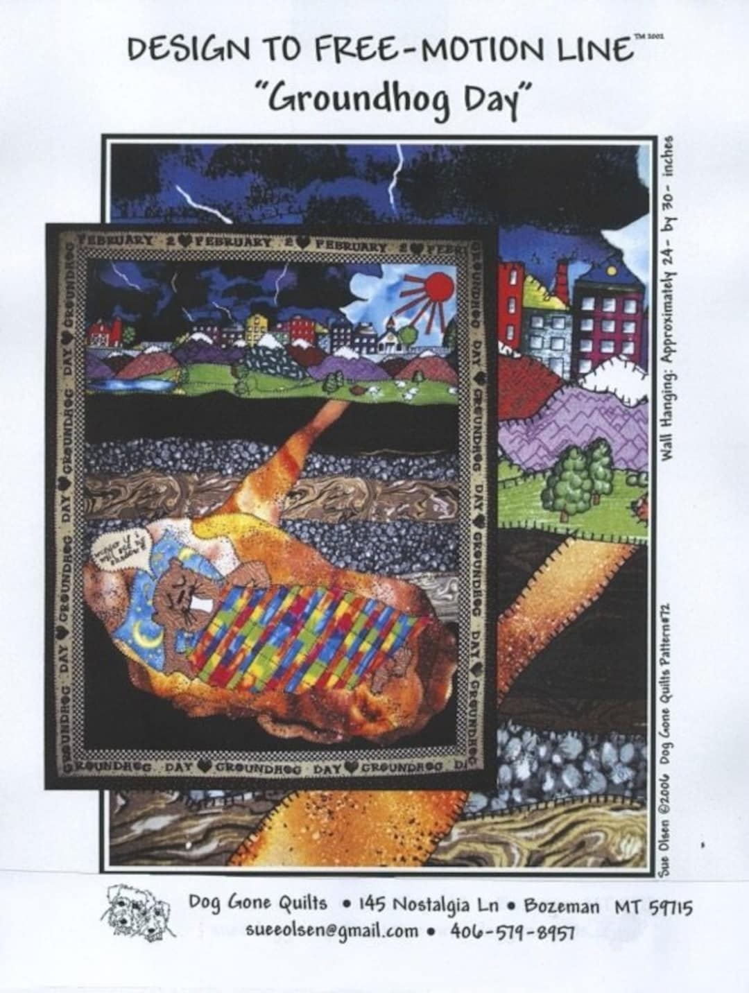 Groundhog Day Quilt Pattern, Approximately Size 24” X 30”, Design to ...