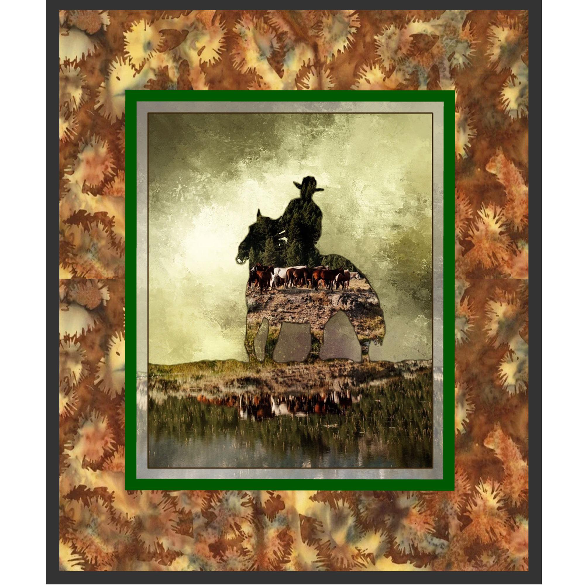 Double Exposure Cowboy Fabric Panel, Quilt Panel, Quality Quilting ...