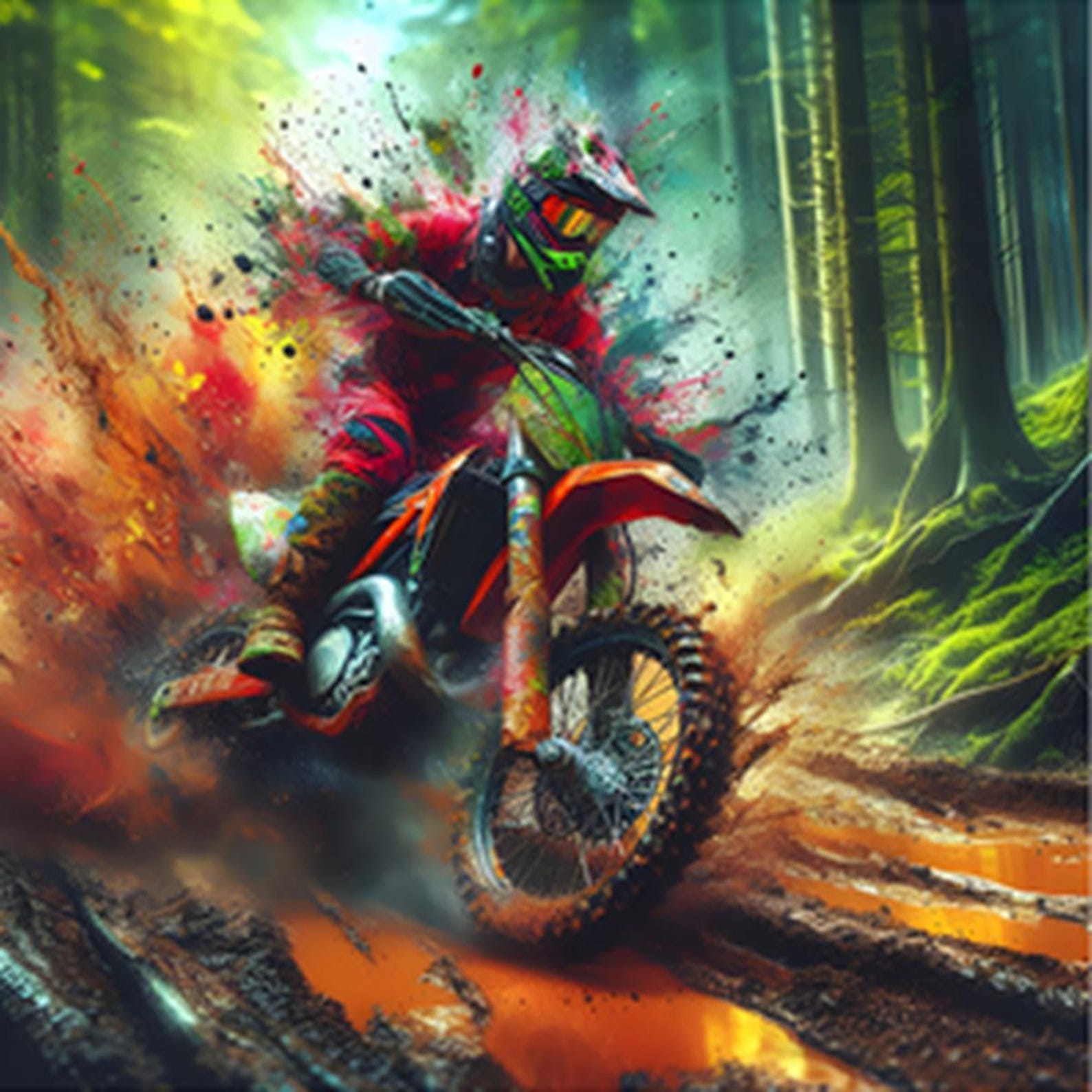 Animated Dirt Biker Fabric Panel - AFT-023, Panel Size is 17.5” X 14 ...