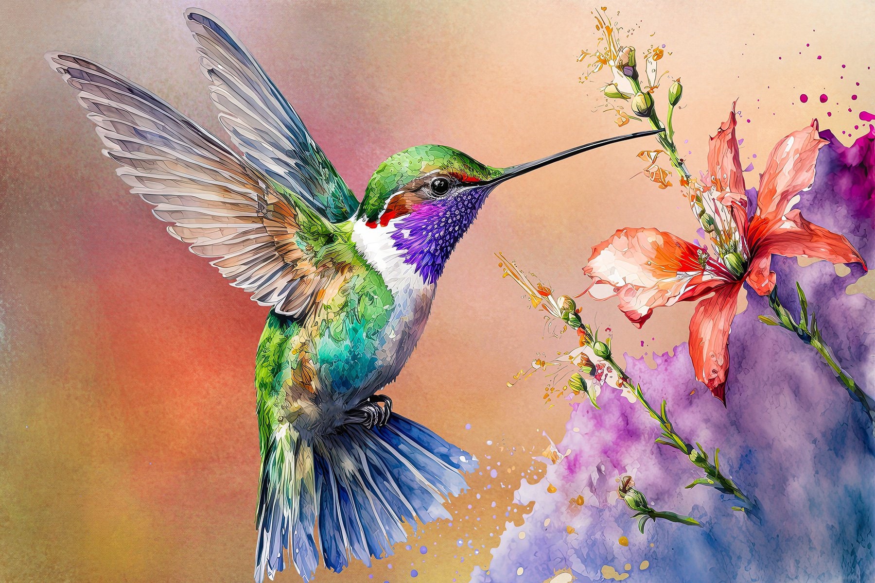 Scattered Hummingbird Fabric Panel, Quality Quilting Cotton, Multiple ...