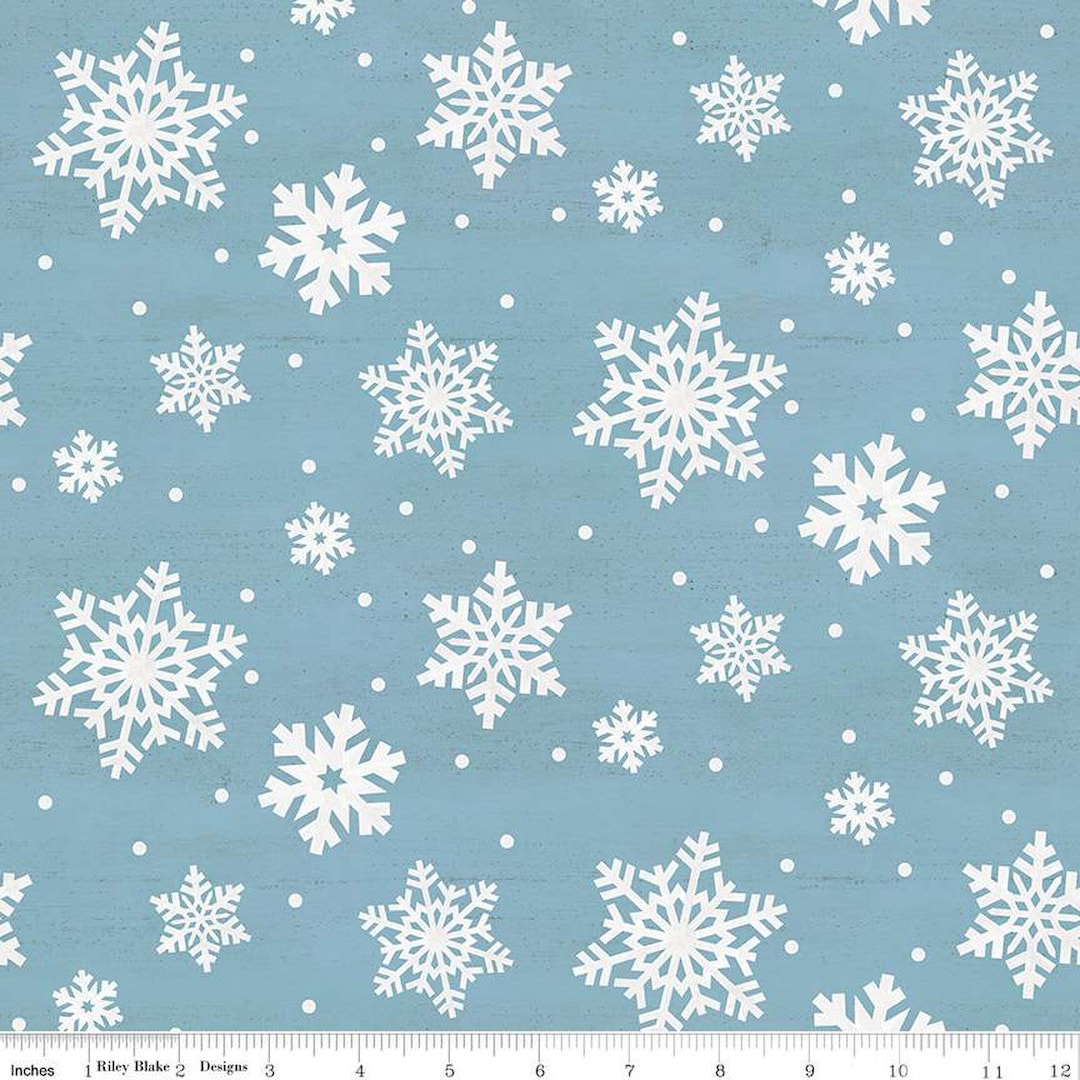 January Snowflakes Aqua Cotton Quilting Fabric Monthly - Etsy