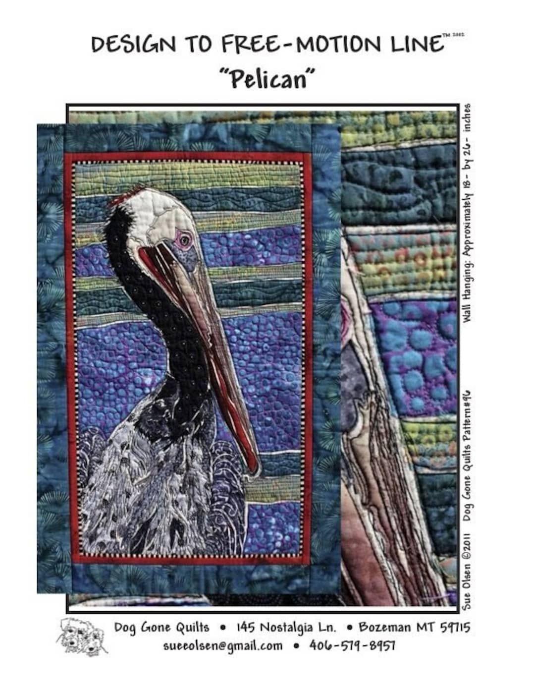 Pelican Quilt Pattern, Design to Free-motion Line From Dog Gone Quilts ...