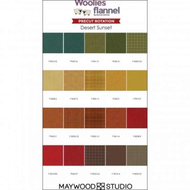 FQ-MASWOF-DES Fat Quarter Bundle, Woolies Flannel Desert Sunset 20pcs ...